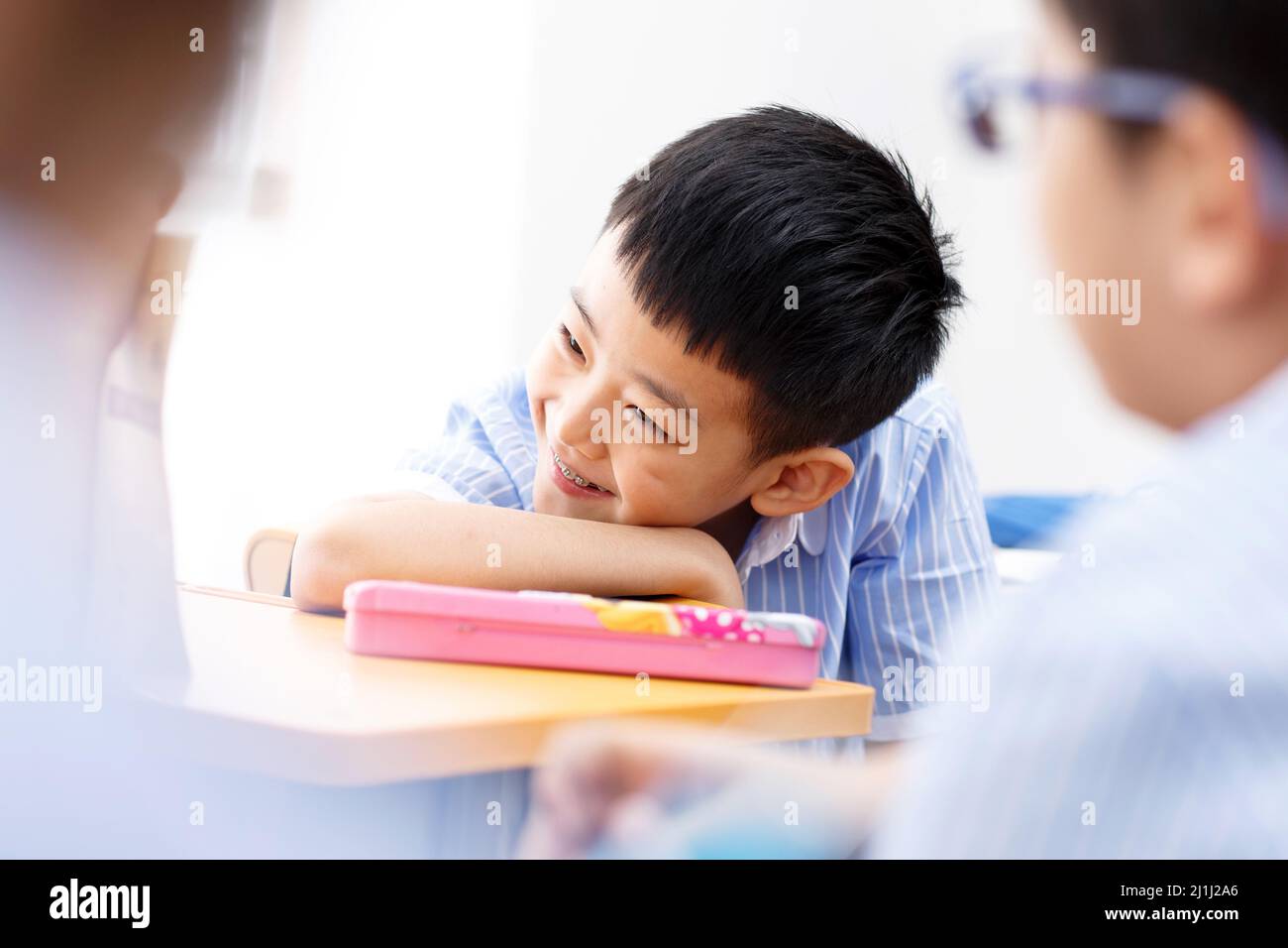 Primary school boy in the classroom Stock Photo - Alamy