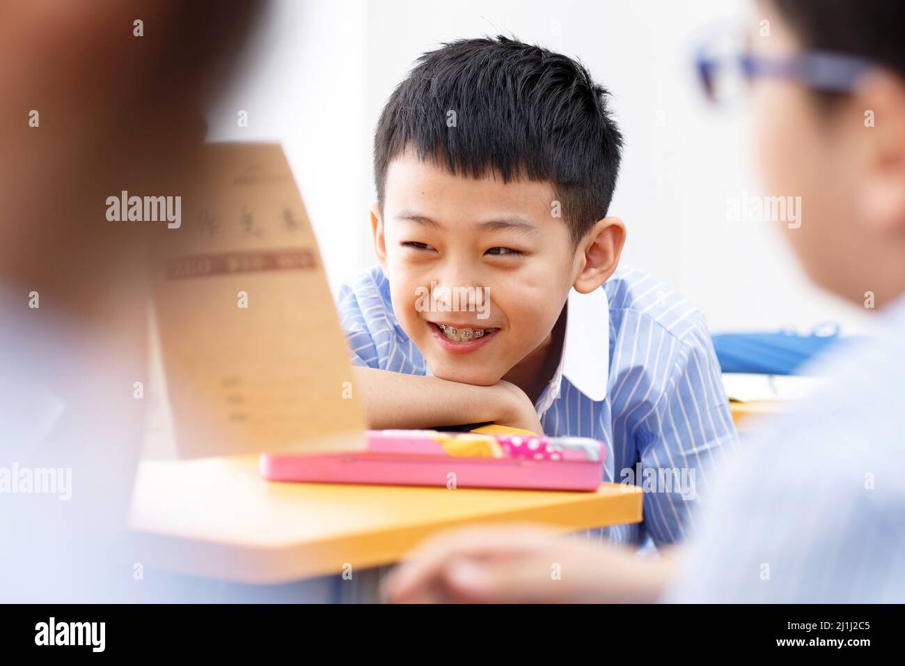 Primary school boy in the classroom Stock Photo - Alamy