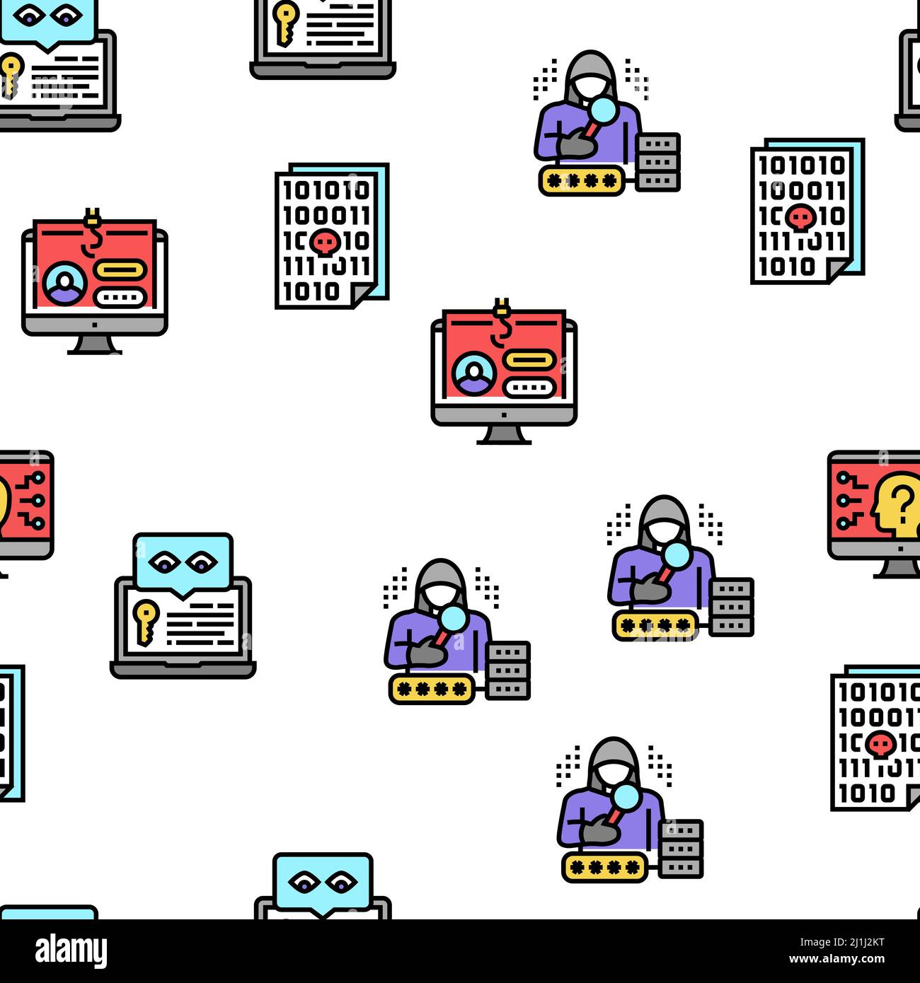 Cyber Security System Technology Vector Seamless Pattern Stock Vector ...