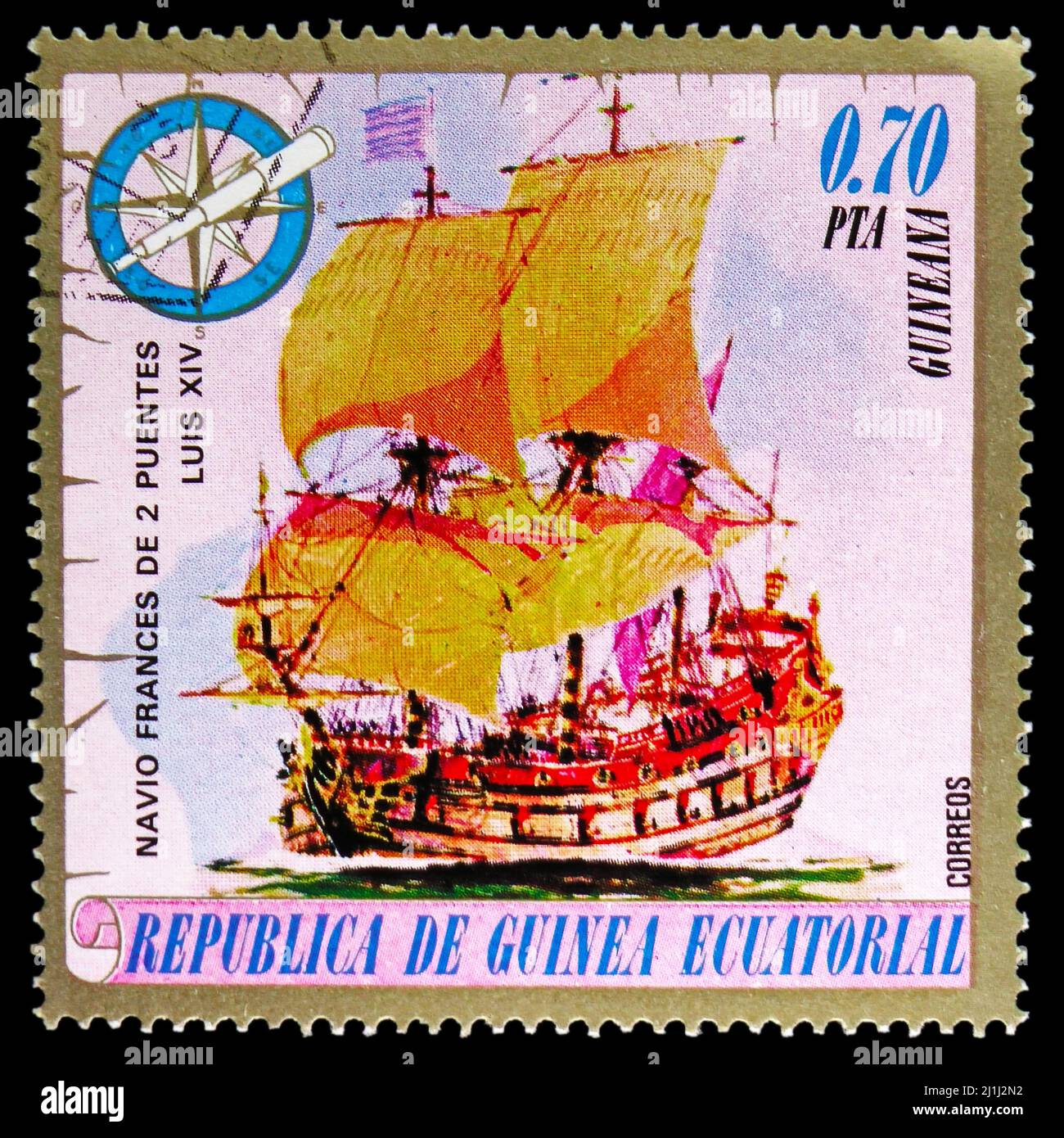 MOSCOW, RUSSIA - MARCH 12, 2022: Postage stamp printed in Equatorial ...