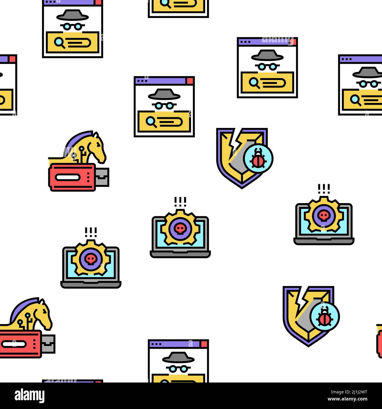 Cyber Security System Technology Vector Seamless Pattern Stock Vector ...