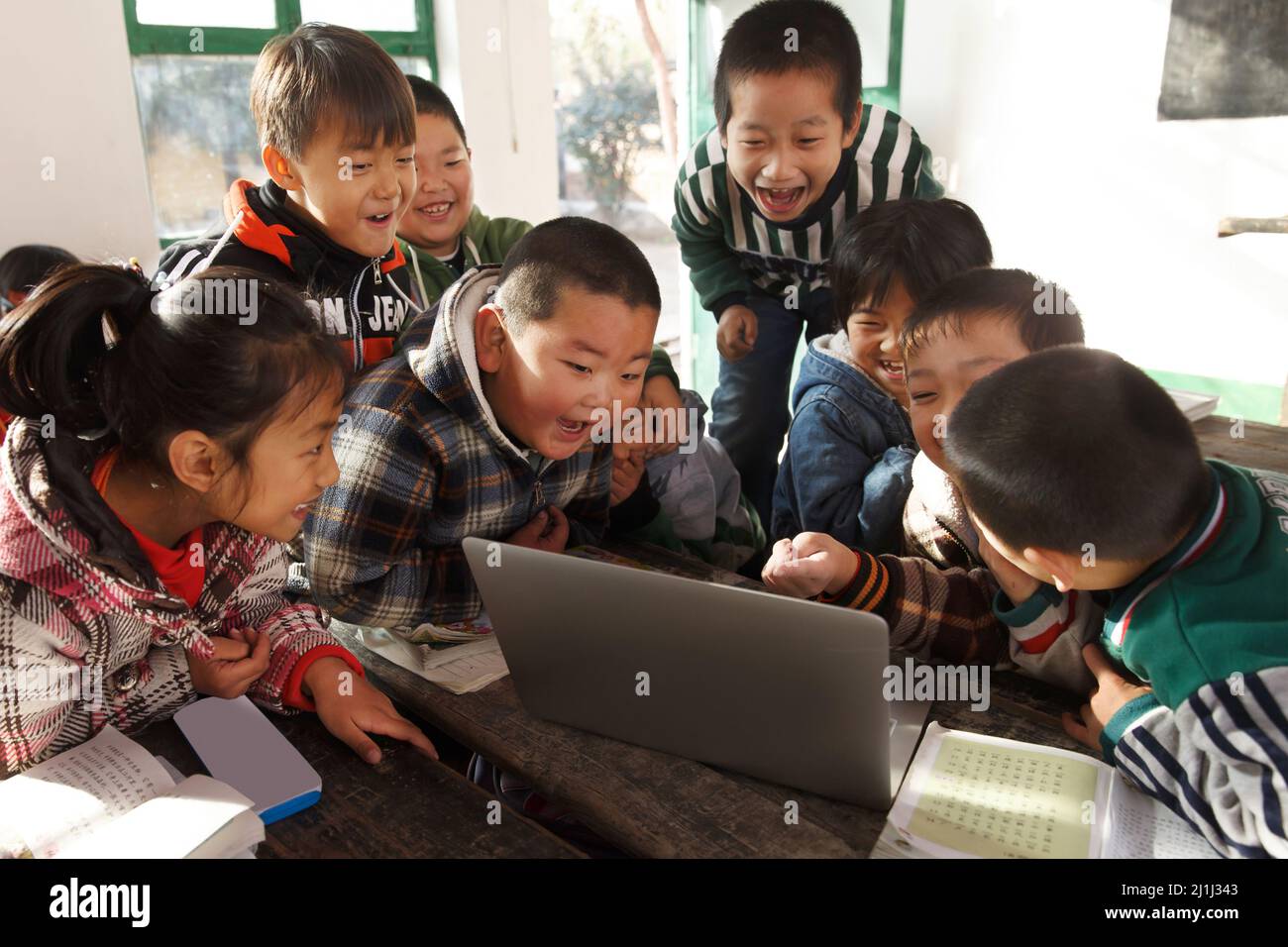 Rural primary school students in the use of computers Stock Photo - Alamy