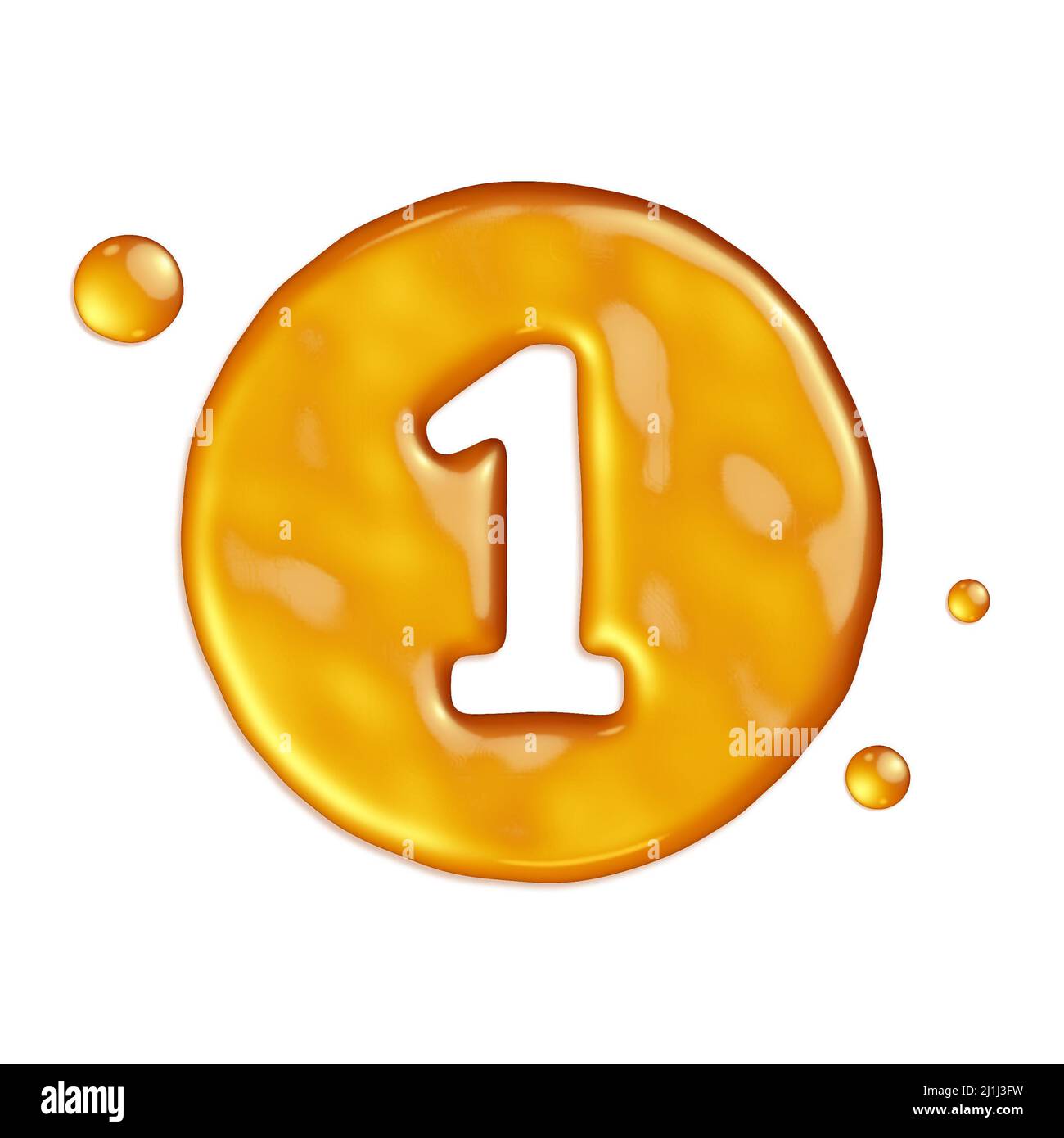 set of 3d numbers made of honey, 3d illustration on white background ...