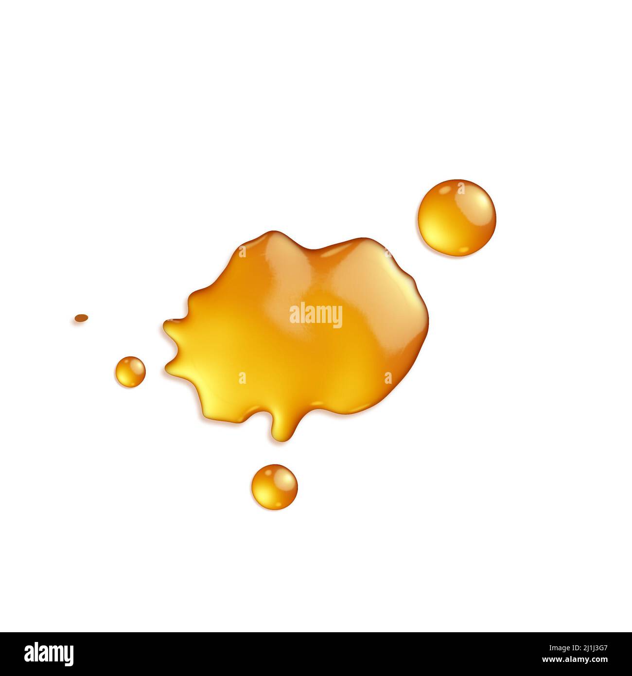 spashes and drops of honey, 3d illustration on white background Stock ...