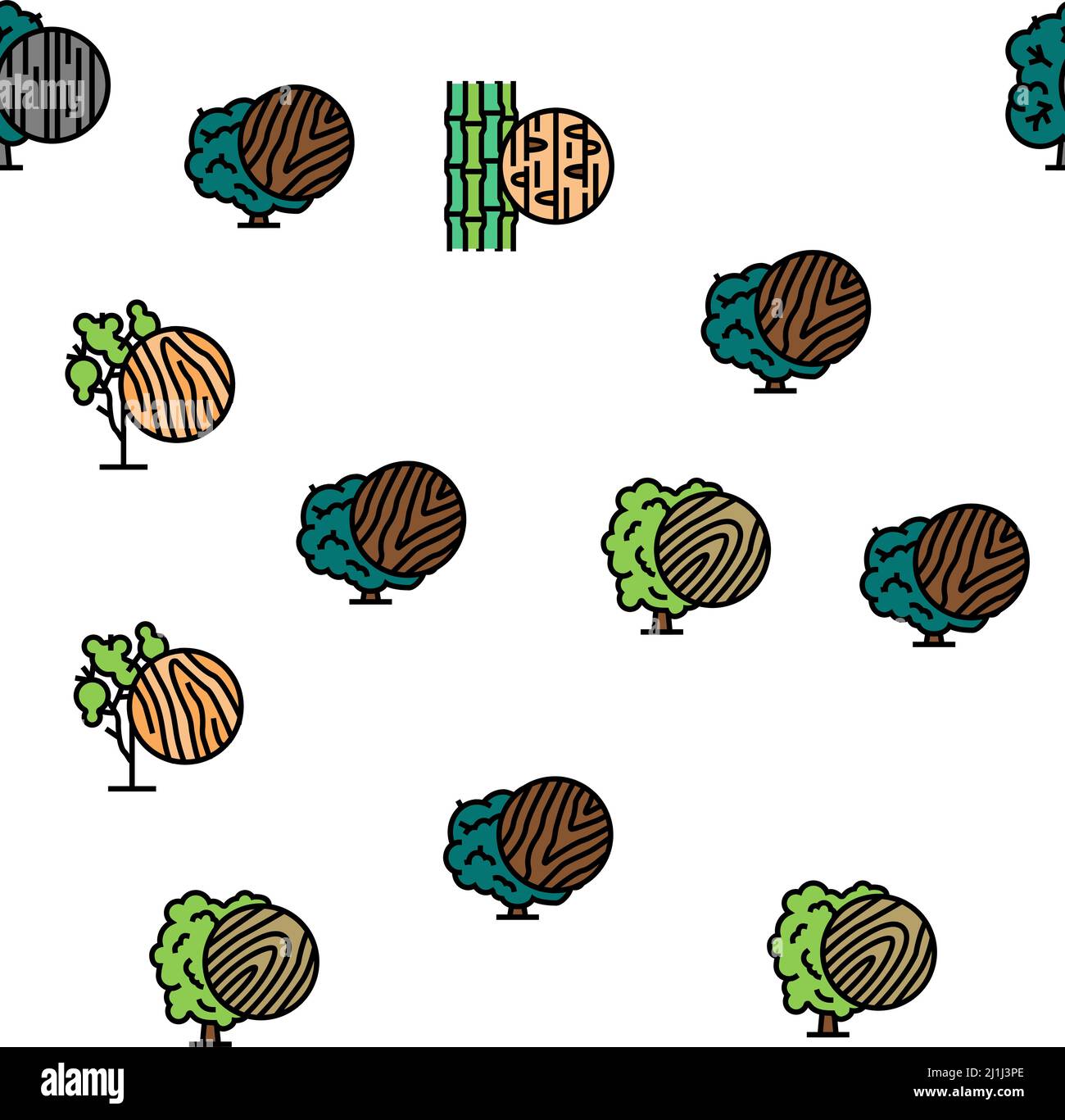 Wood Land Growth Natural Tree Icons Set Vector Stock Vector Image & Art ...