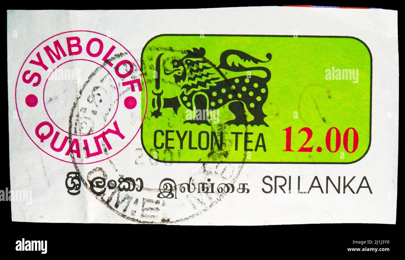 MOSCOW, RUSSIA - MARCH 12, 2022: Postage stamp printed in Sri Lanka ...