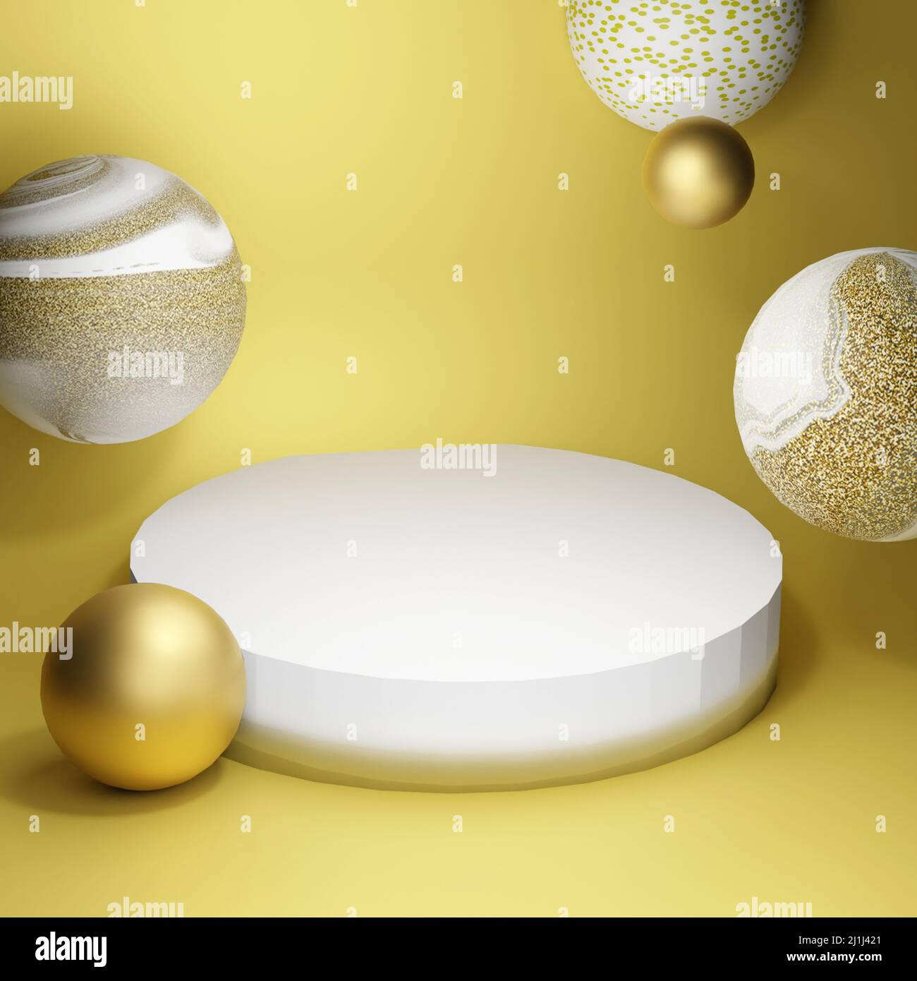 3d render illustration abstract sphere shape background with gold ...