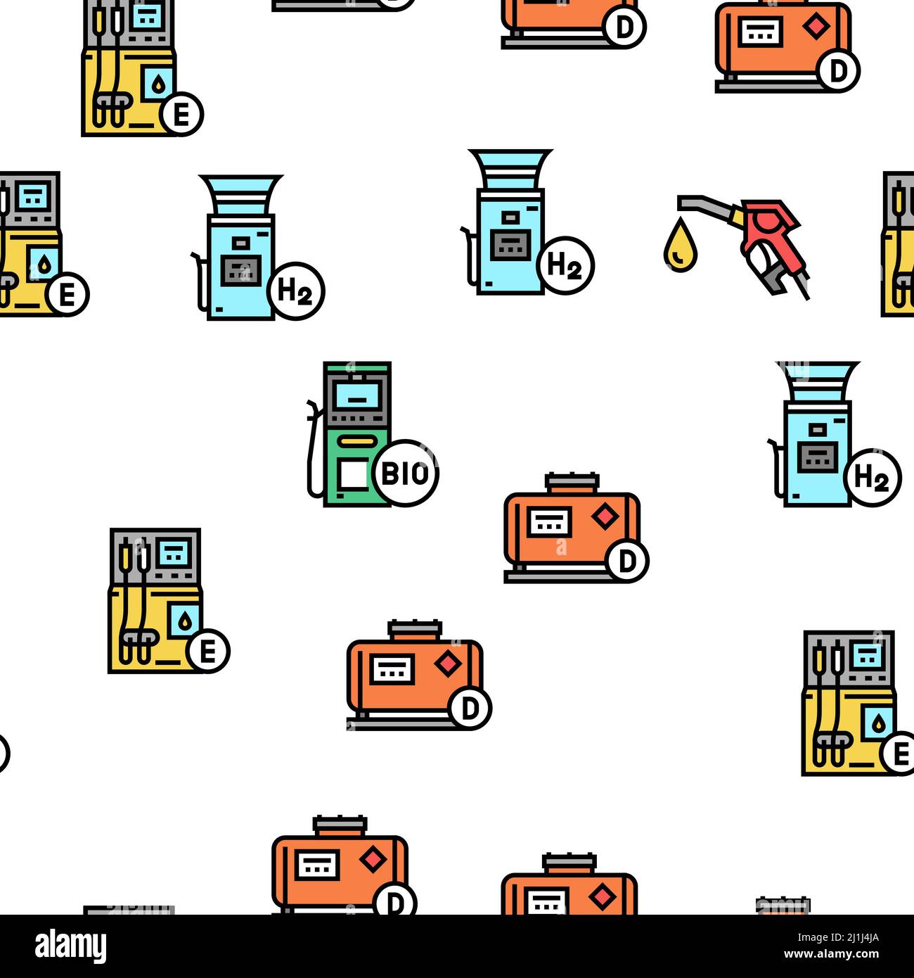 Gas Station Refueling Equipment Vector Seamless Pattern Stock Vector ...