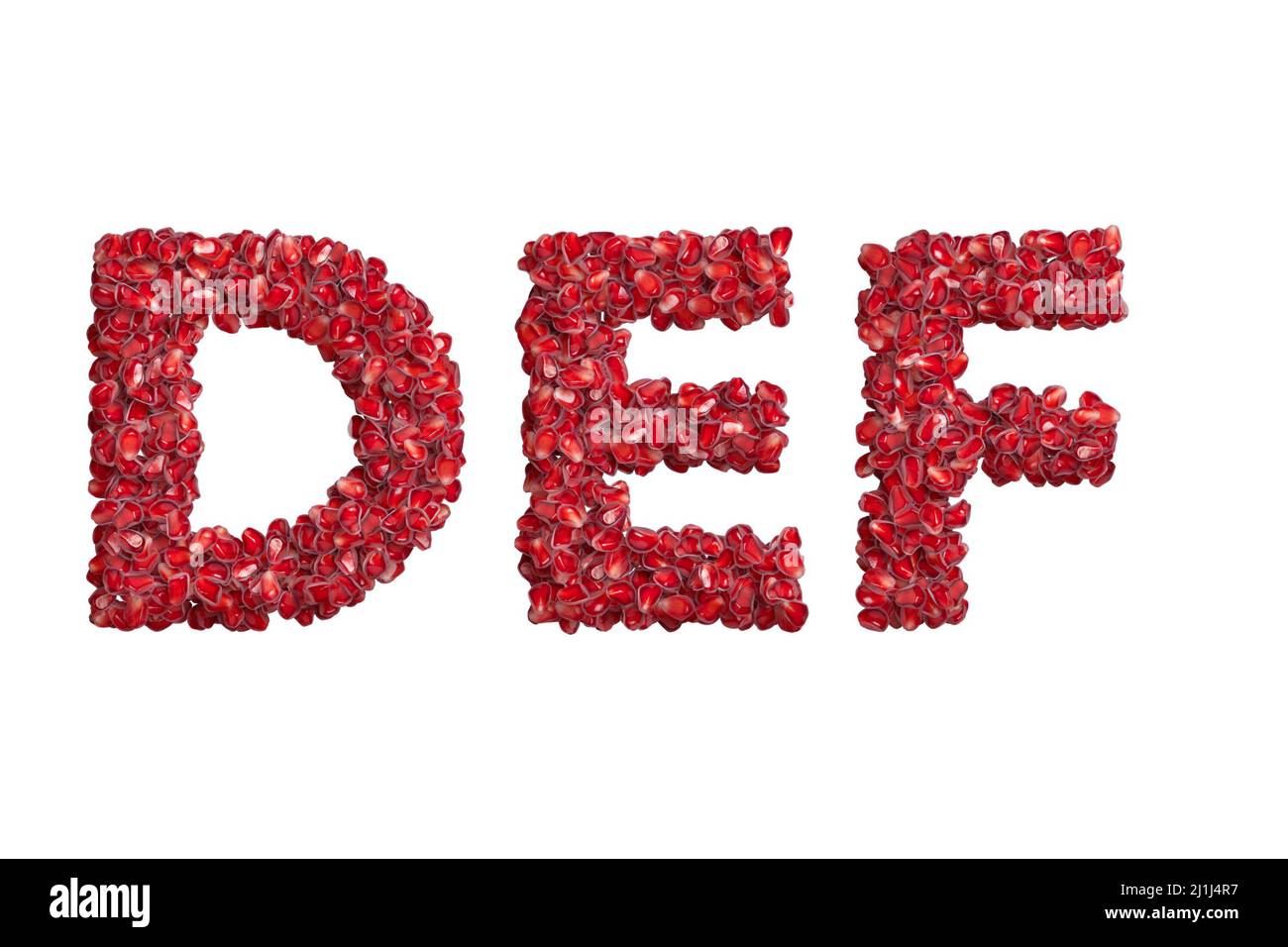 3d alphabet, uppercase letters DEF made of pomegranate grains, 3d ...