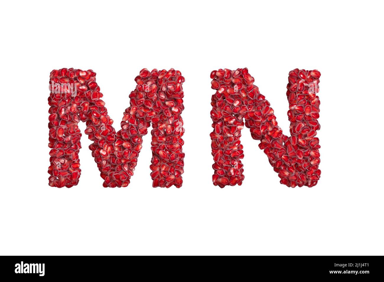 3d alphabet, uppercase letters MN made of pomegranate grains, 3d ...