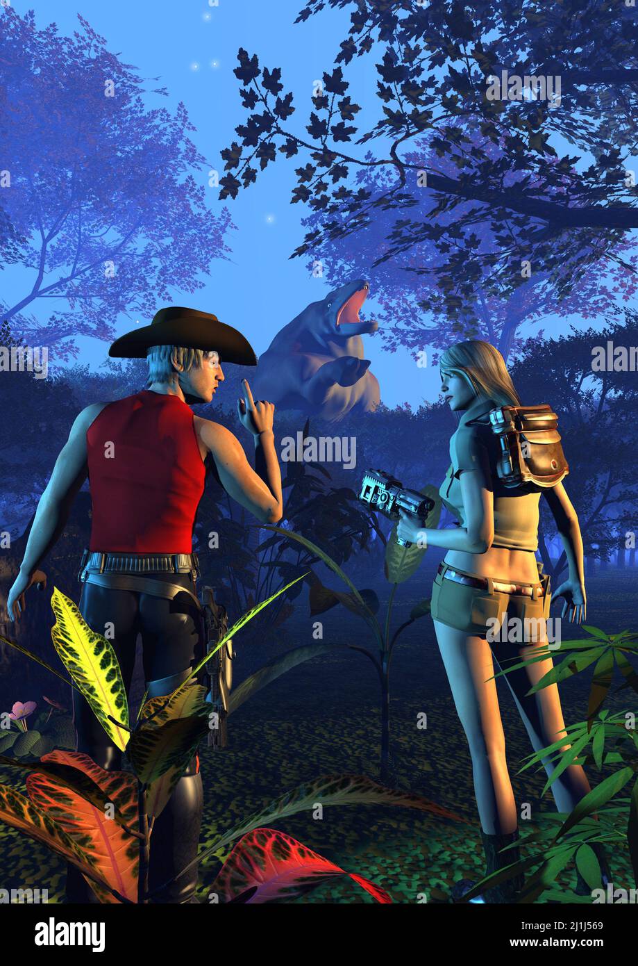 3d illustration for the novel "Hunting the Snark" representing a group ...