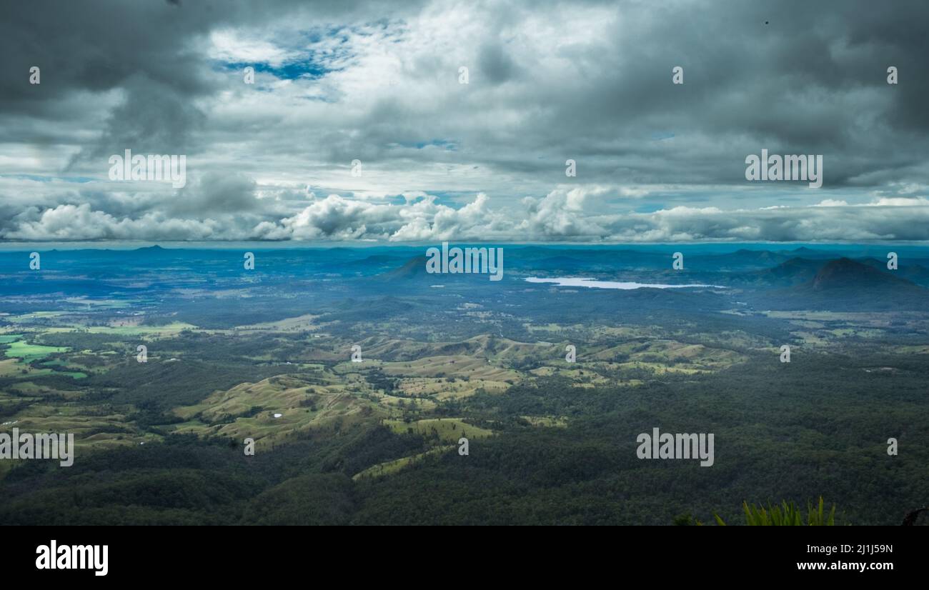 Lake Moogerah, Mt Edwards, Mt Greville et al. View from Mt Cordeaux ...