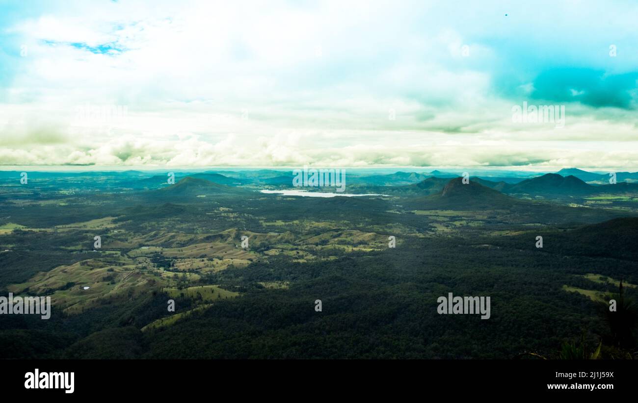 Lake Moogerah, Mt Edwards, Mt Greville et al. View from Mt Cordeaux ...