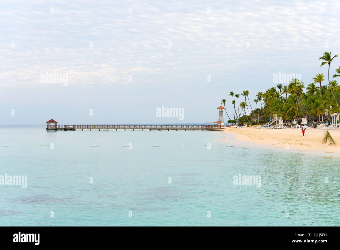 Beautiful seascape on the Caribbean coast, island with palm trees, sea ...