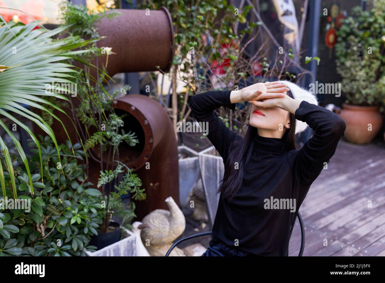 Young tired asian woman anxious hi-res stock photography and images - Alamy