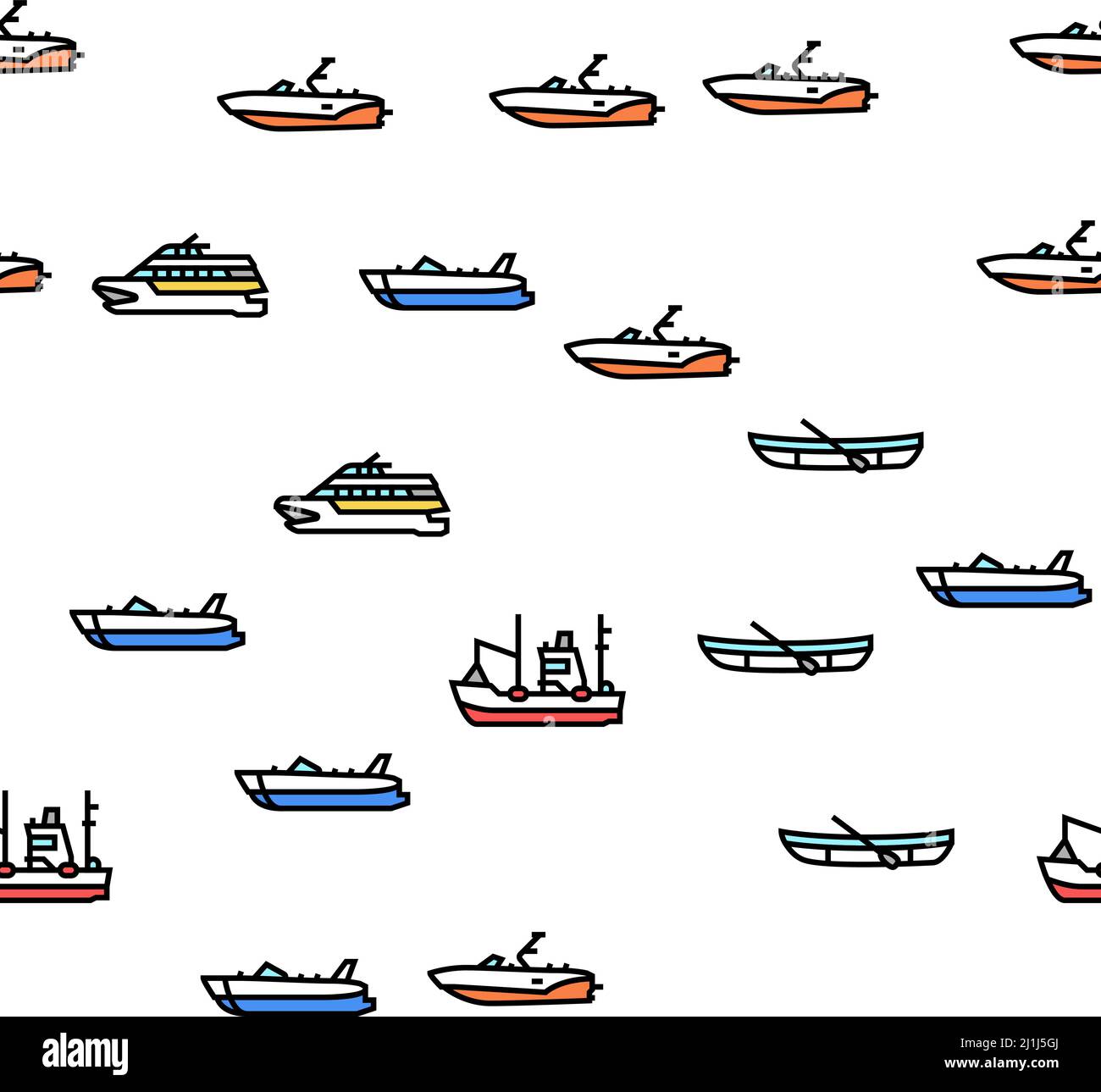Boat Water Transportation Types Vector Seamless Pattern Stock Vector ...