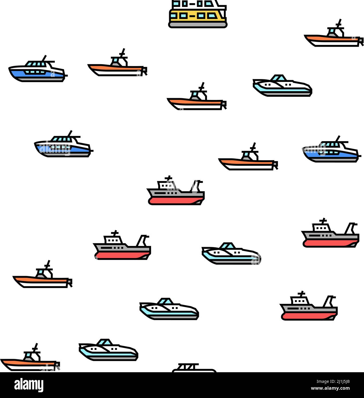 Boat Water Transportation Types Vector Seamless Pattern Stock Vector ...