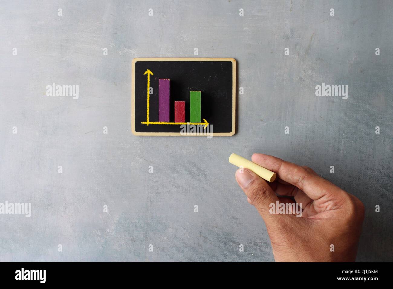 Sales graph chart on chalkboard. Business and sales analysis report ...