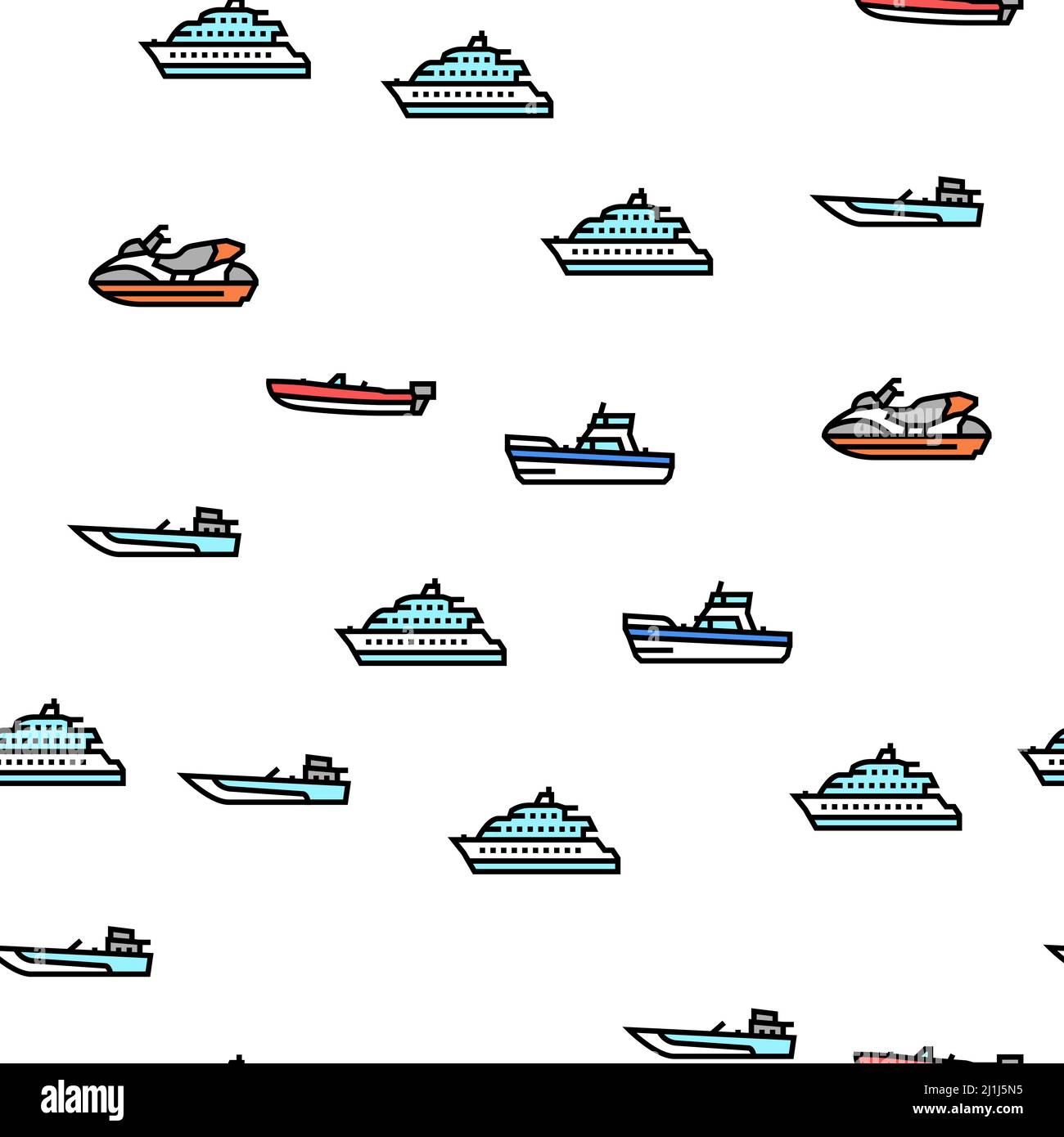 Boat Water Transportation Types Vector Seamless Pattern Stock Vector ...