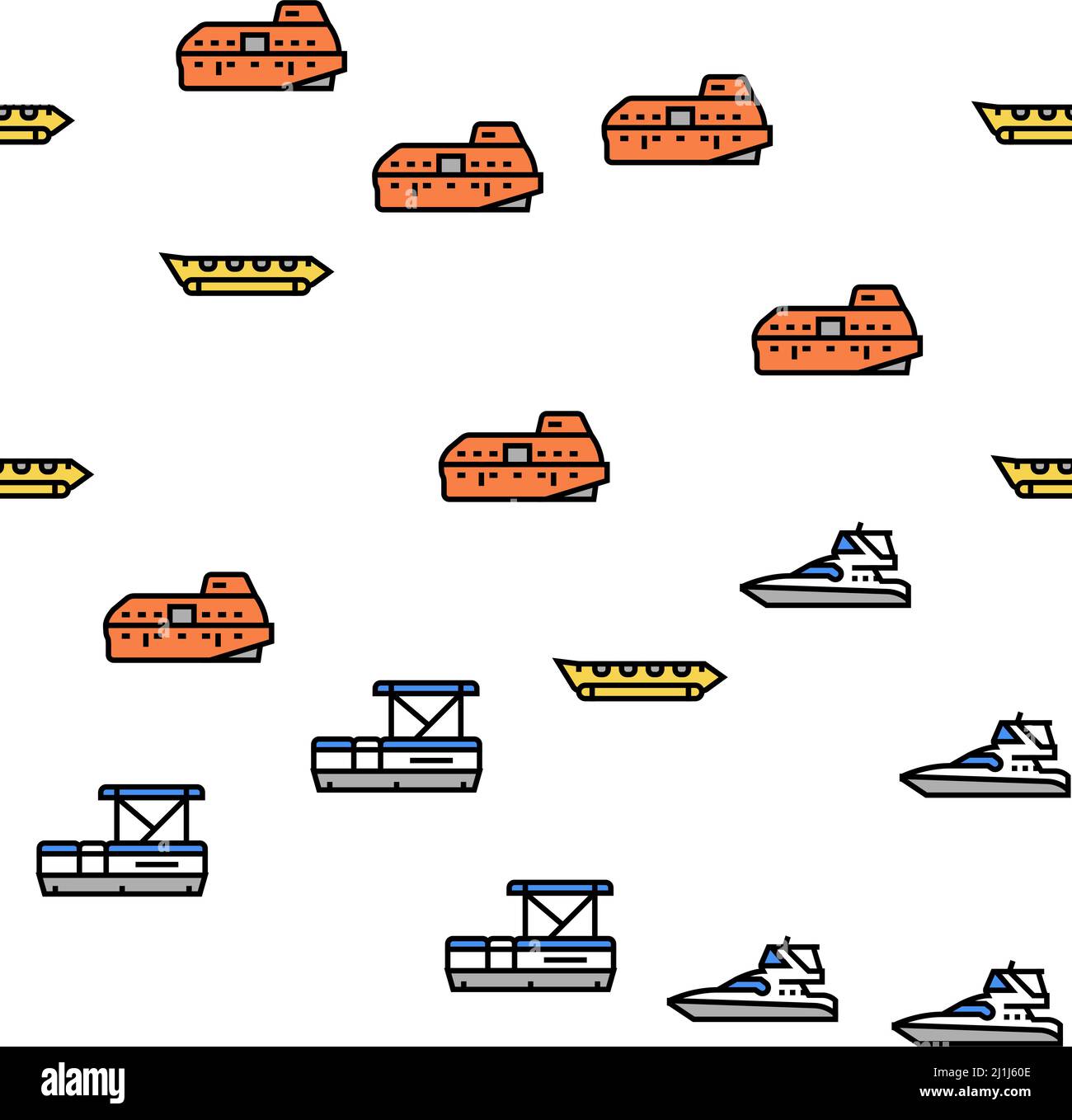 Boat Water Transportation Types Vector Seamless Pattern Stock Vector ...