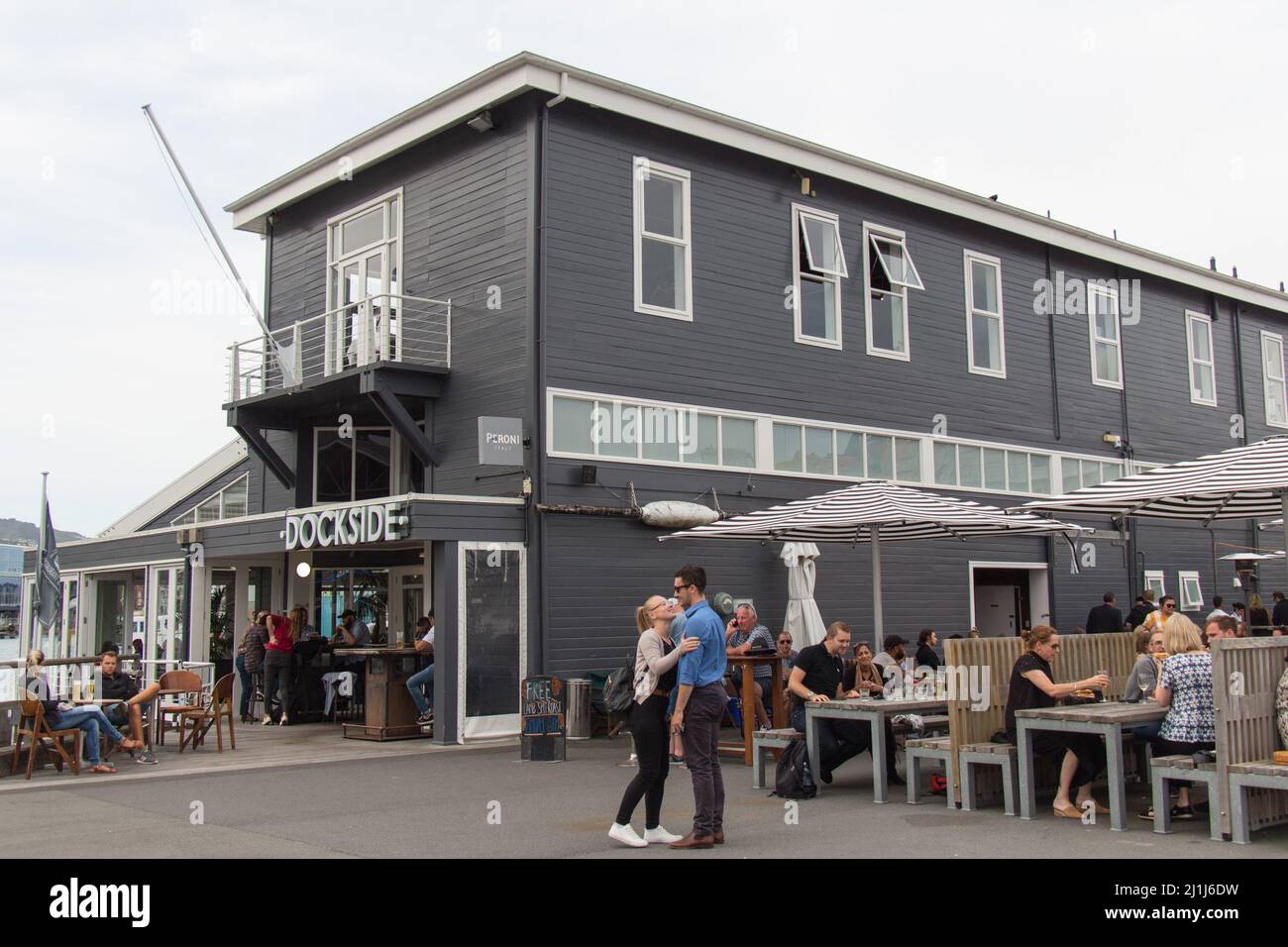New Zealand, Wellington - January 10 2020: the view of Dockside Cafe ...