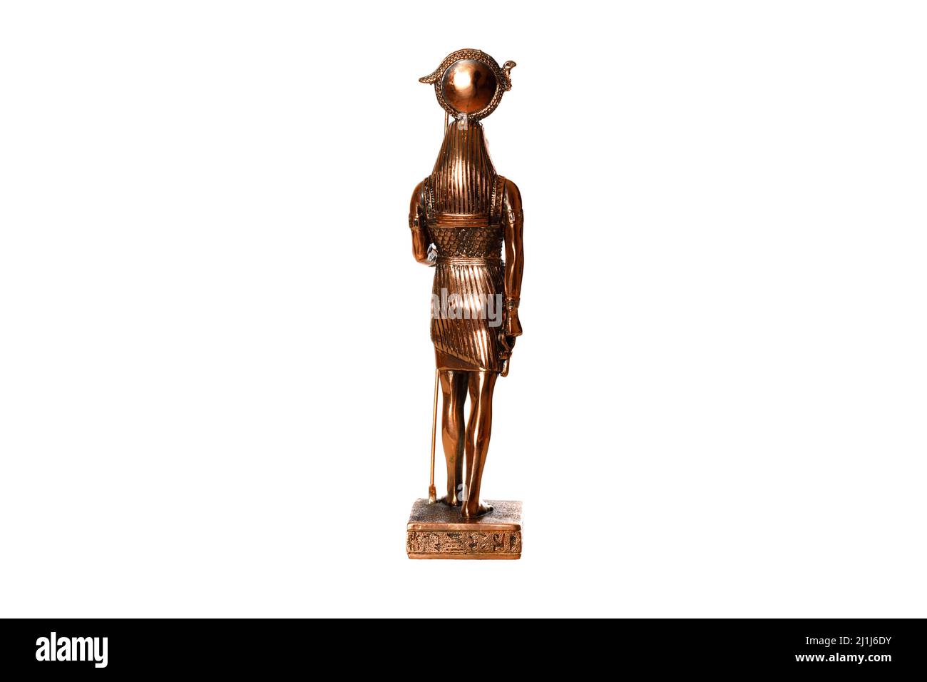 golden figurine of the god Ra with the head of a falcon isolated on a ...