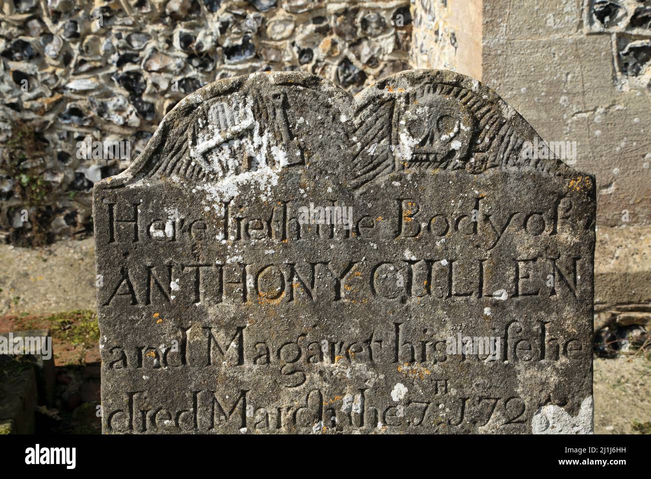 Ancient grave stone of Anthony Cullen in the churchyard of St Mary's ...