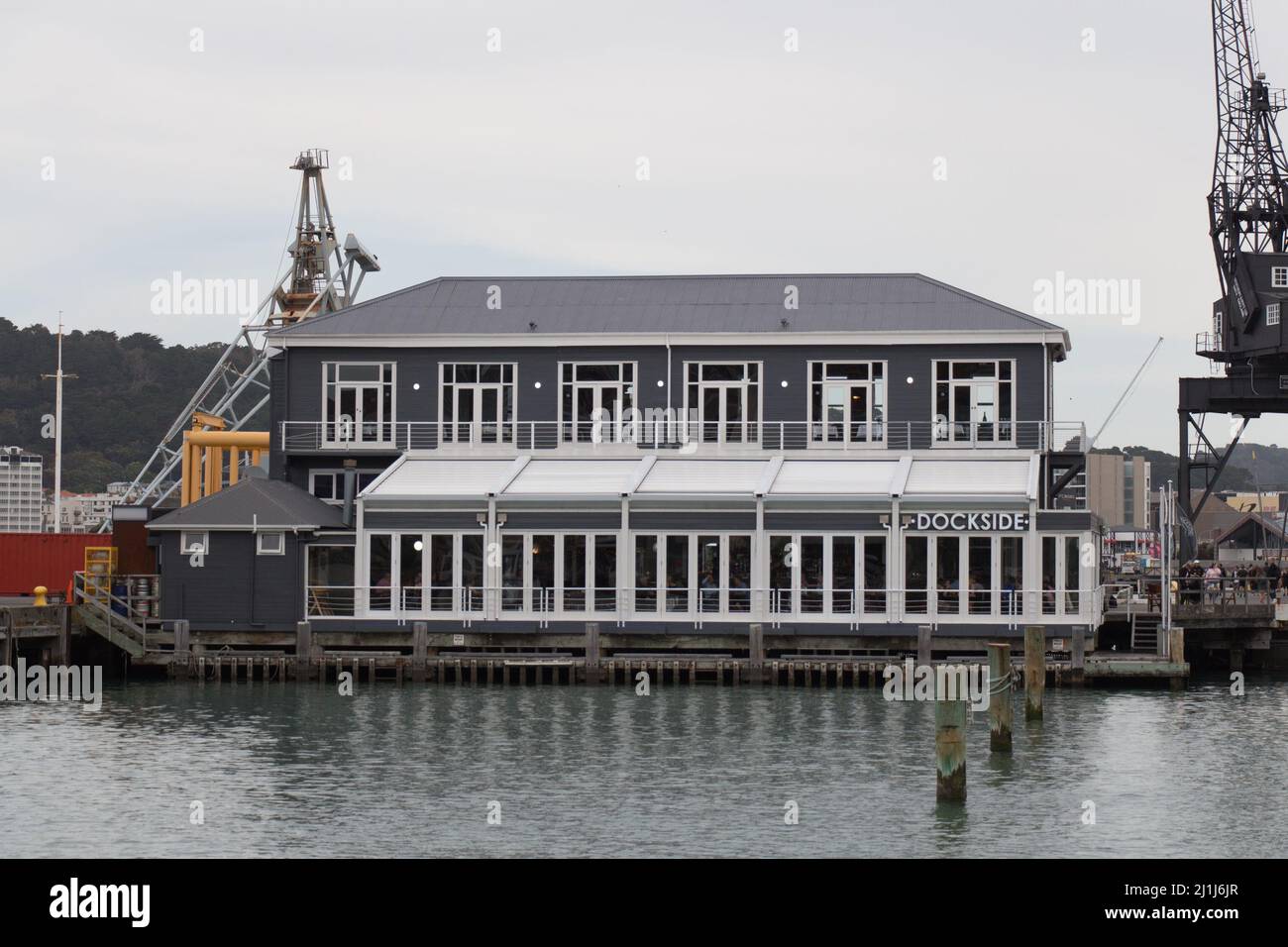New Zealand, Wellington - January 10 2020: the view of Dockside Cafe Exterior in Wellington ...