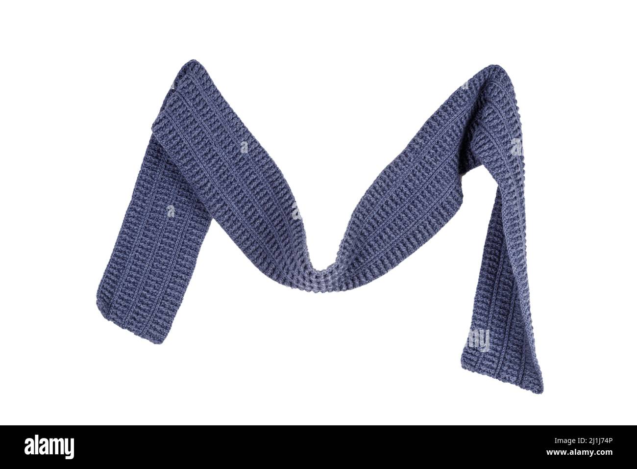 unfolded blue wool scarf isolated on white background. High quality ...