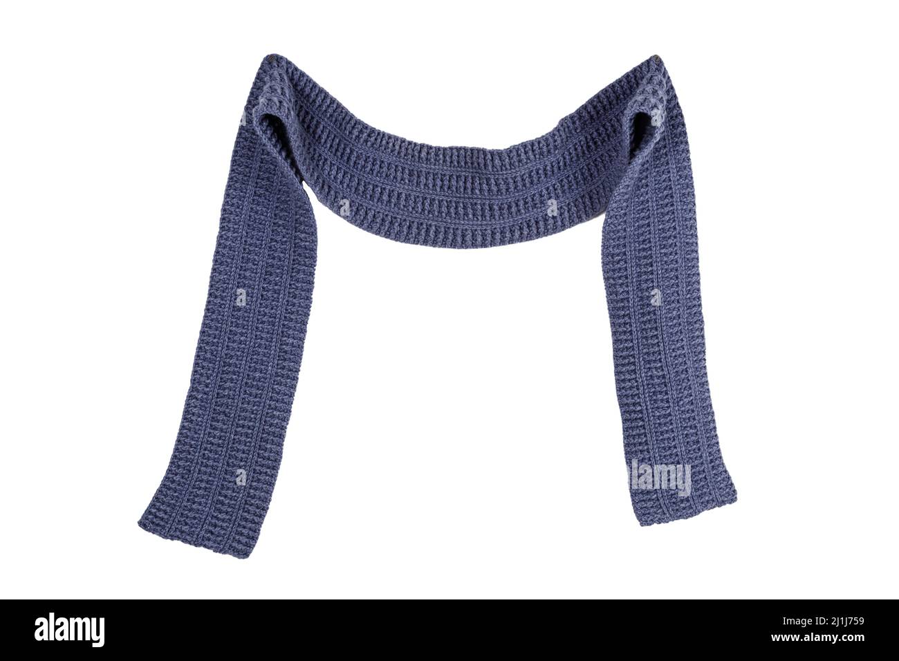 unfolded blue wool scarf isolated on white background. High quality ...