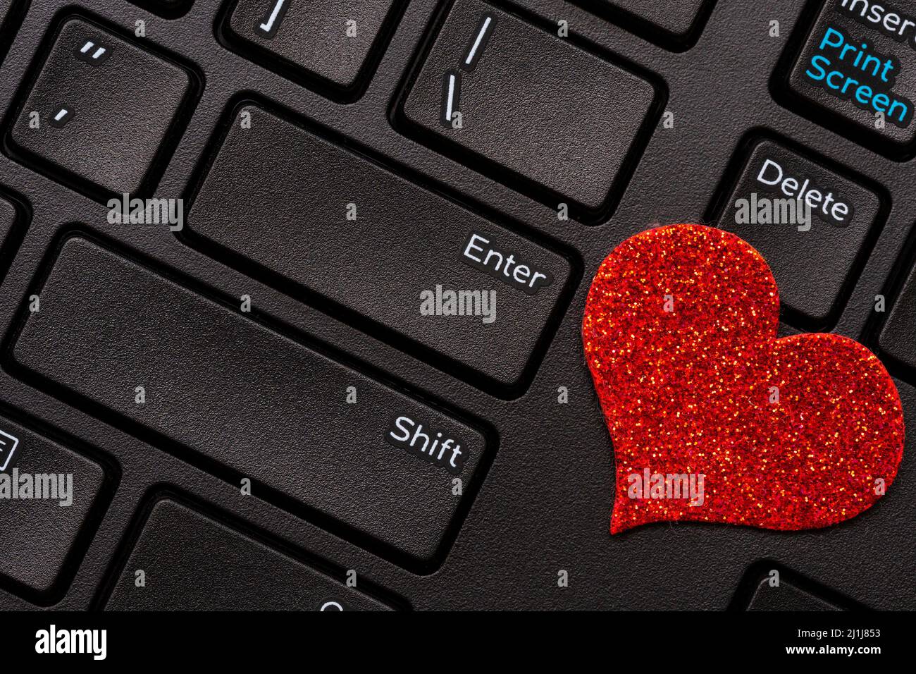 Love on the Internet. Concept with a Laptop Computer Keyboard and ...
