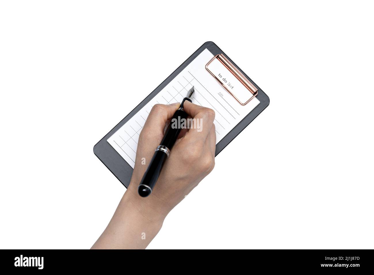 To-do list and fountain pen on a white background Stock Photo - Alamy