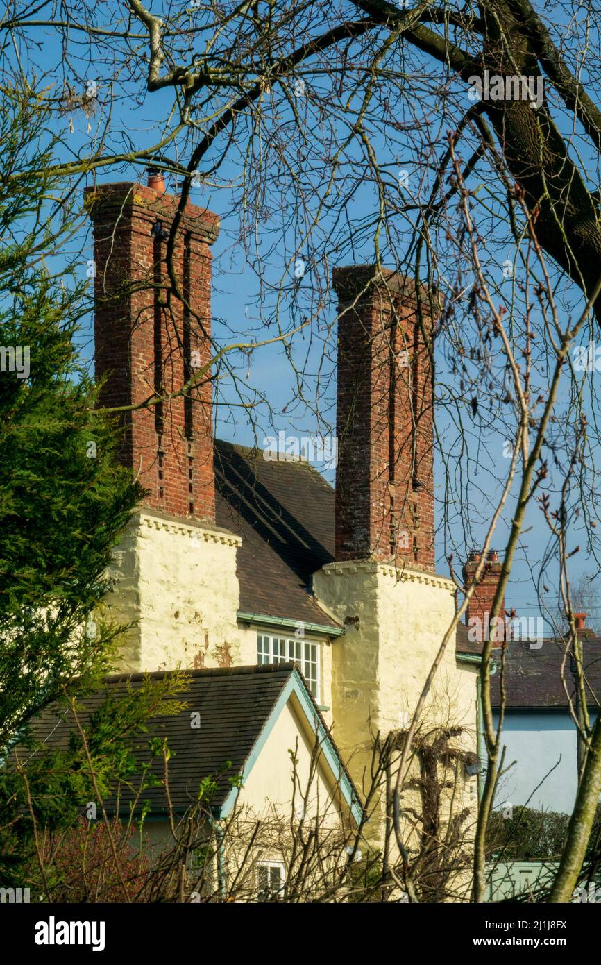 Tall chimneys, The Bridge House Leintwardine Stock Photo - Alamy