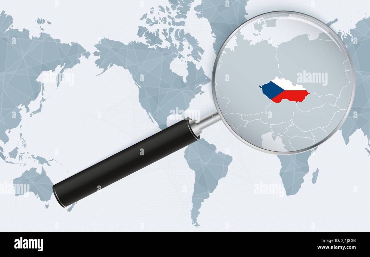 Enlarged Map Of Czech Republic On America Centered World Map Magnified