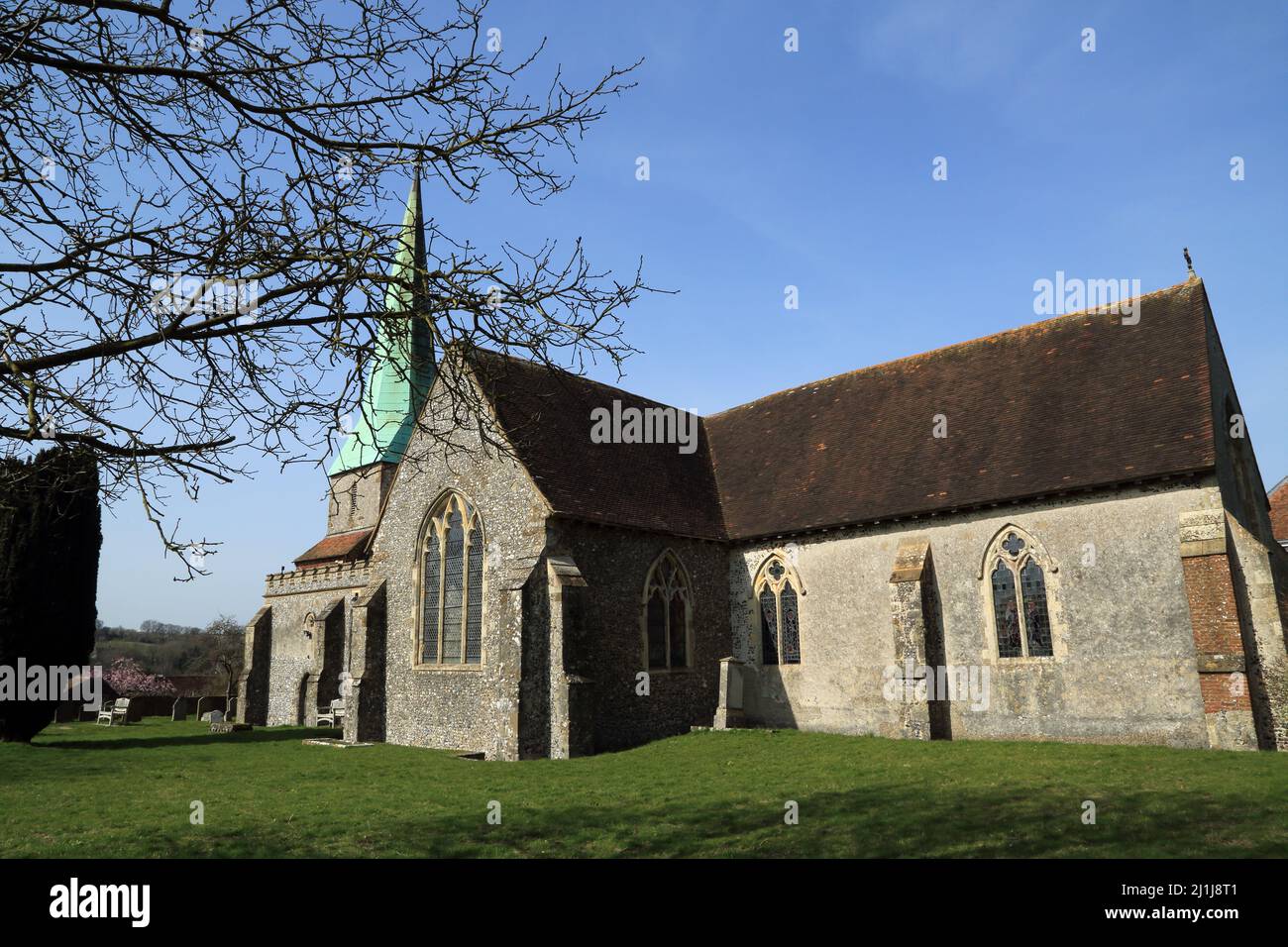 View of exterior of St John the Baptist church, The Street, Barham ...