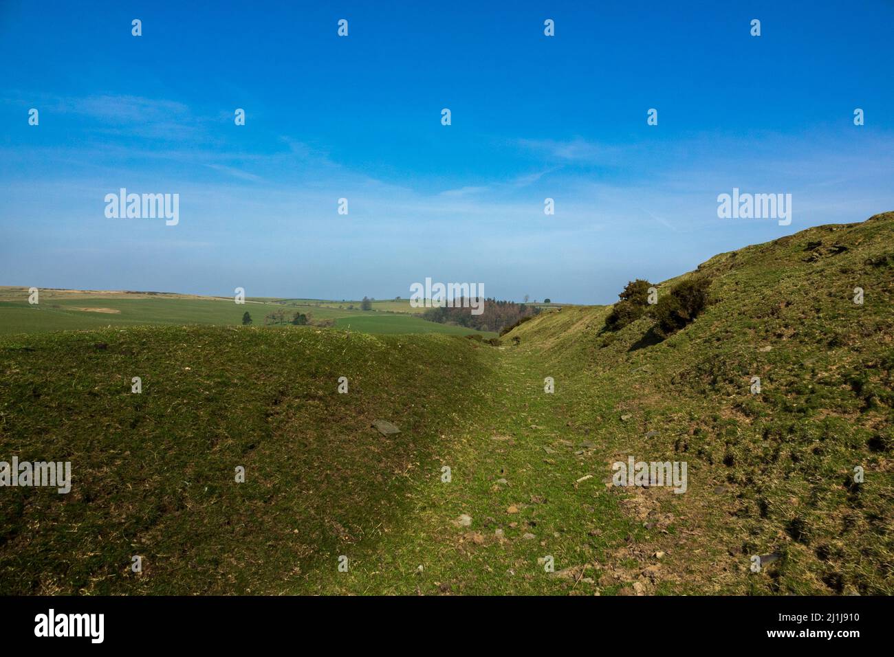Offa's Dyke: section on the western slope of Llanfair Hill Stock Photo ...