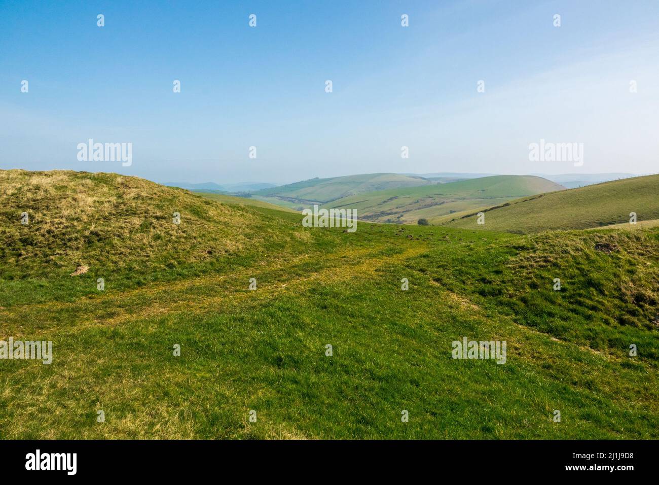 England from Offa's Dyke: section on the western slope of Llanfair Hill ...
