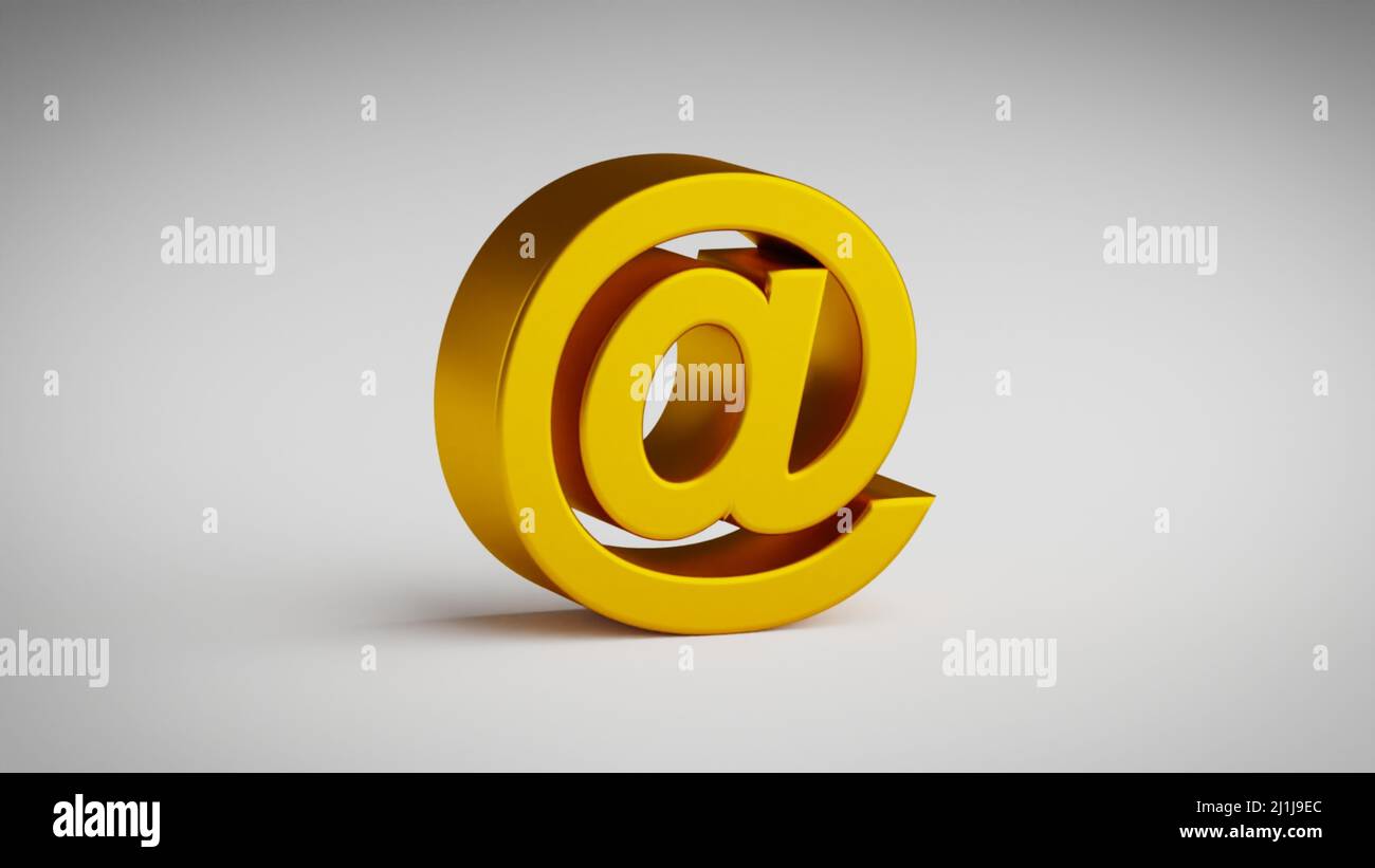 A 3D illustration of an email symbol isolated on a white background ...