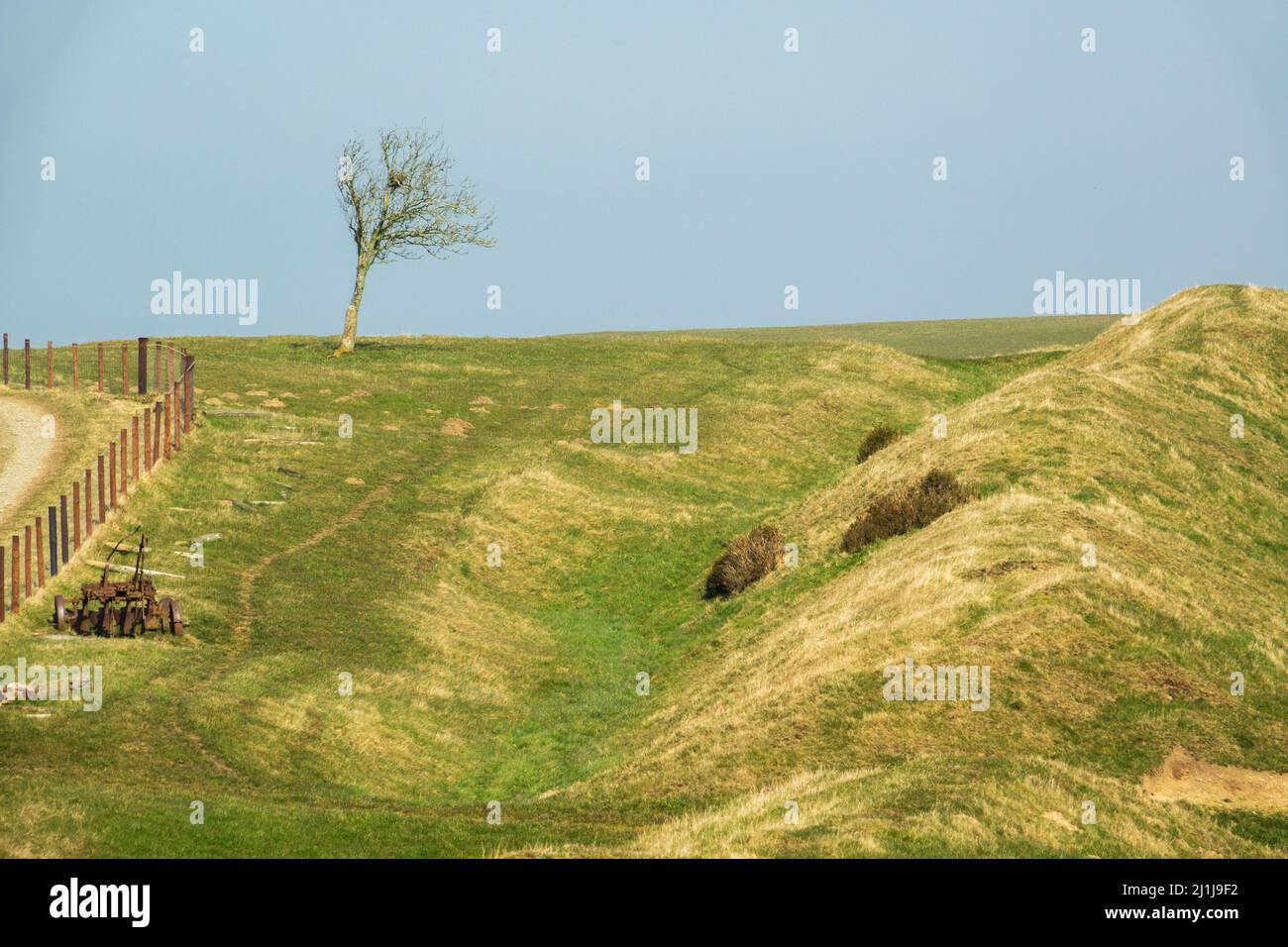 Offa's Dyke path section on the western slope of Llanfair Hill Stock ...