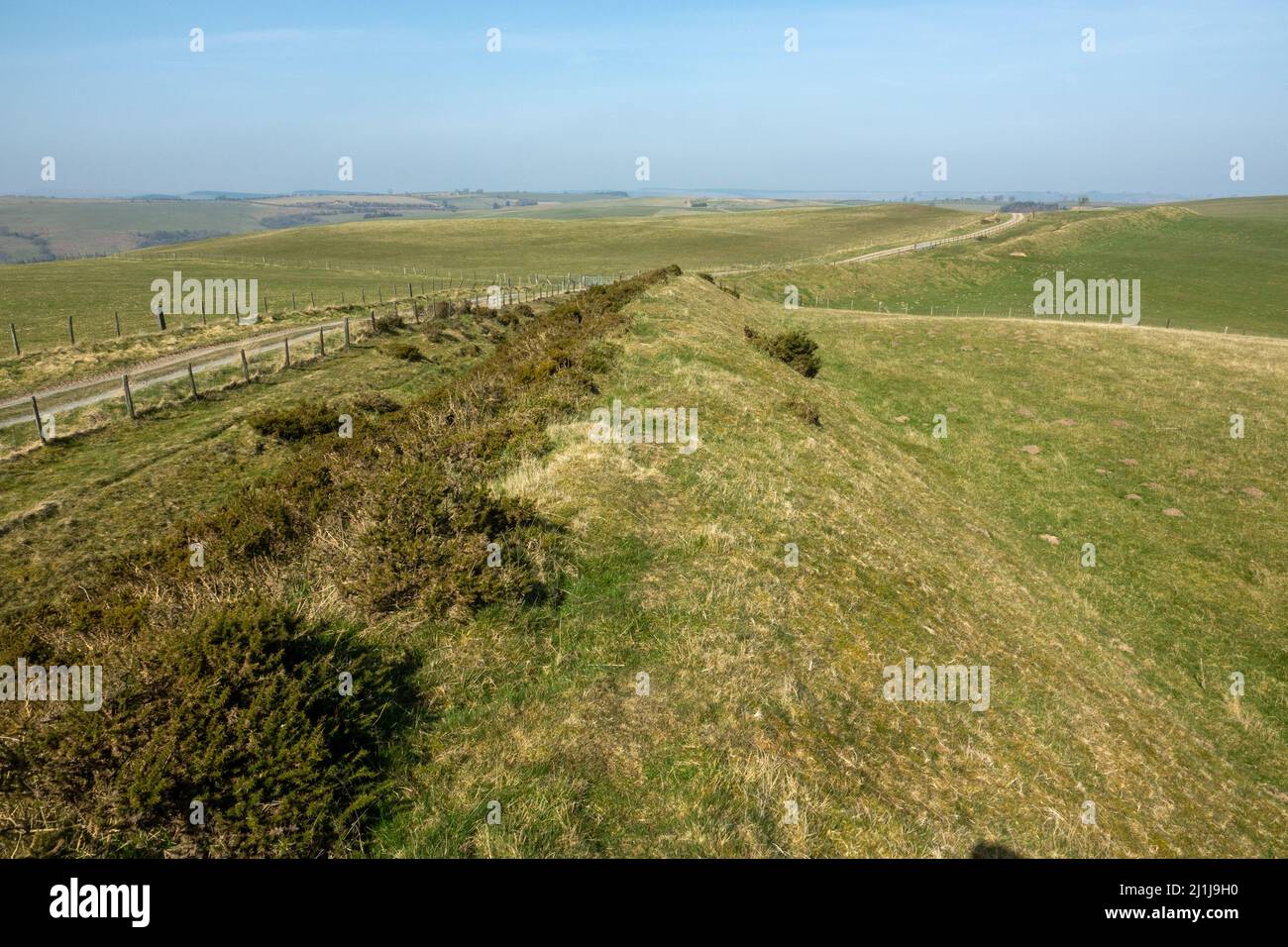 Offa's Dyke path section on the western slope of Llanfair Hill Stock ...