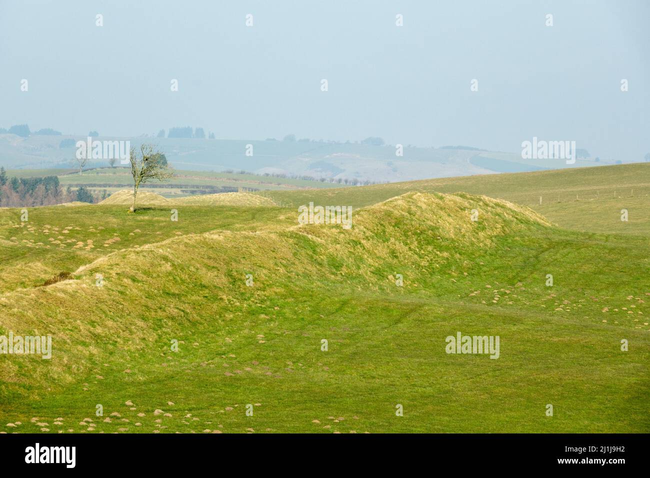 Offa's Dyke: section on the western slope of Llanfair Hill Stock Photo ...