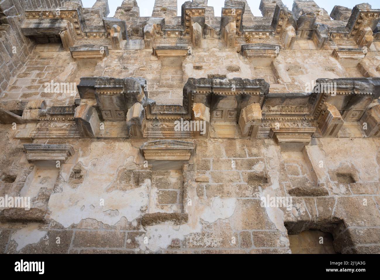 ANTALYA / TURKEY July 12, 2021 ; Ancient Roman amphitheater of Aspendos ...