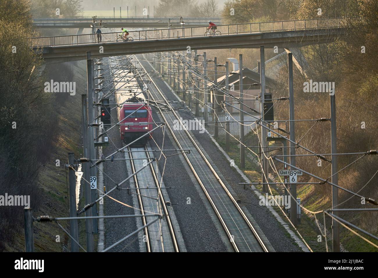 electric highspeed train passing the rapid railway transit route ...