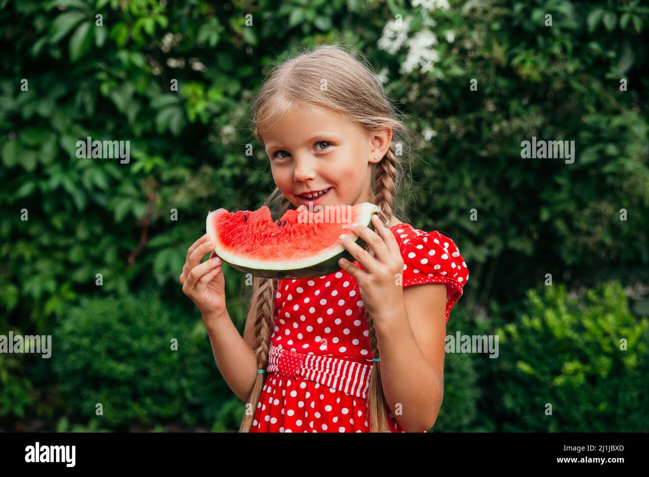Cute Girl Eating Watermelon Beautiful Girl Eating Fresh Watermelon