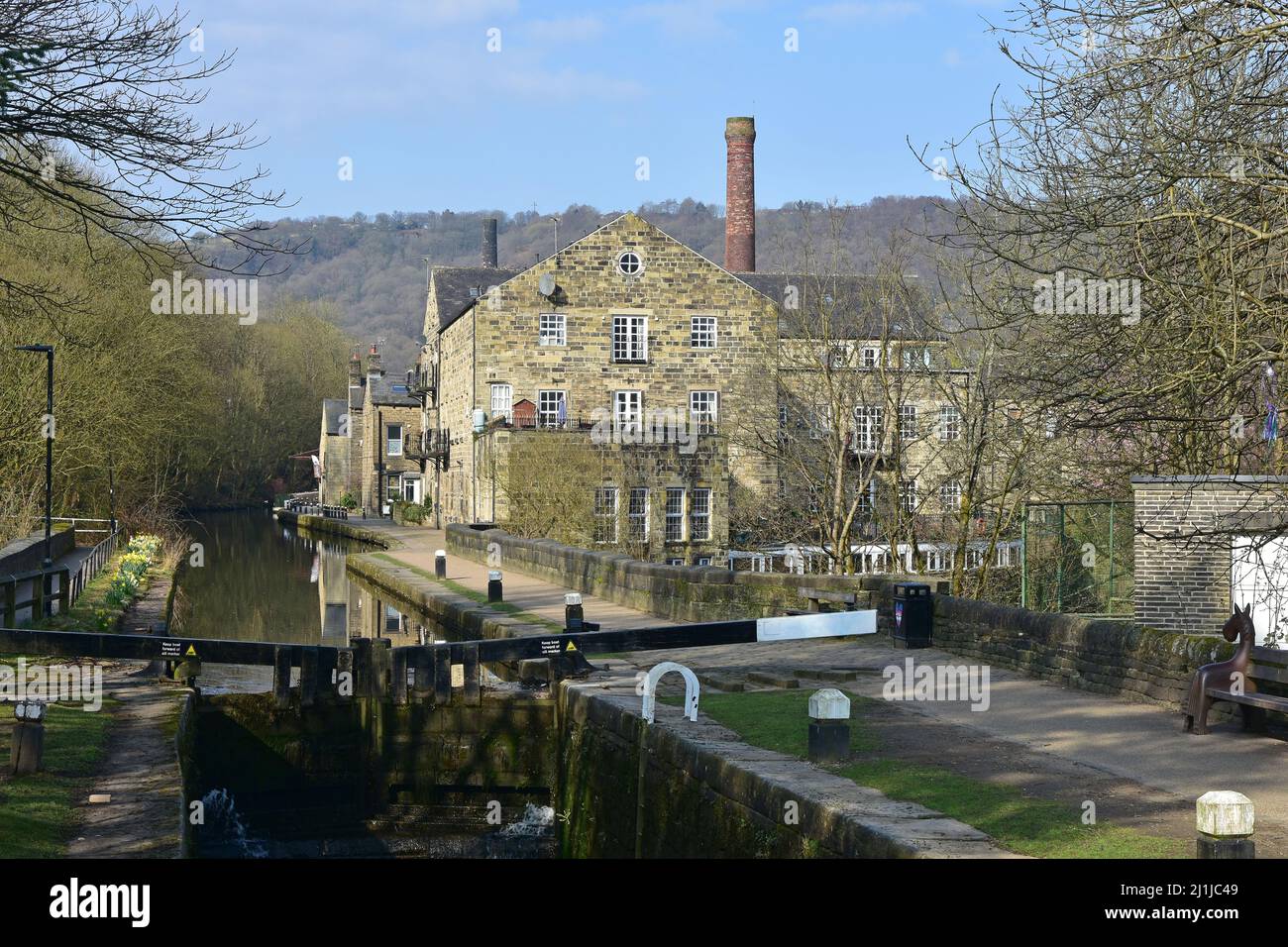 Hebden bridge, Rochdale canal, lock, Calderdale, West Yorkshire Stock ...