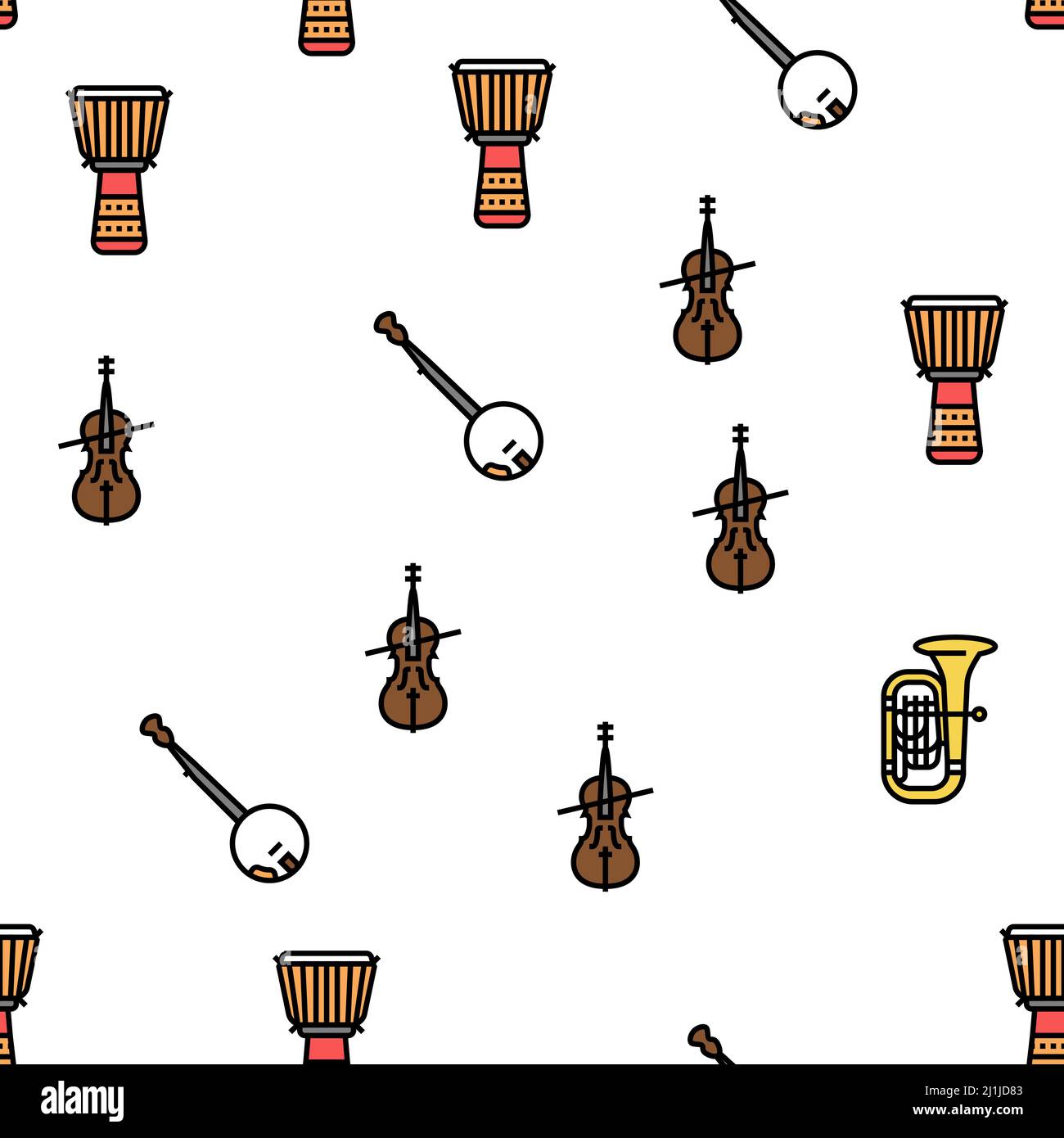 Music Instruments Performance Vector Seamless Pattern Stock Vector ...