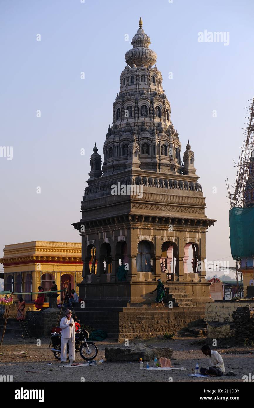 Pandharpur, India, 26 February 2022, Pundalik temple on bank of river ...