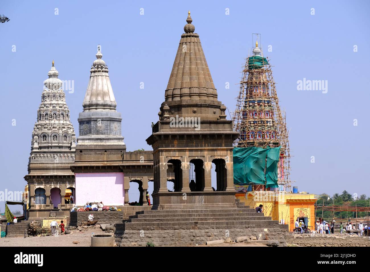 Pandharpur, India, 26 February 2022, Pundalik temple on bank of river ...