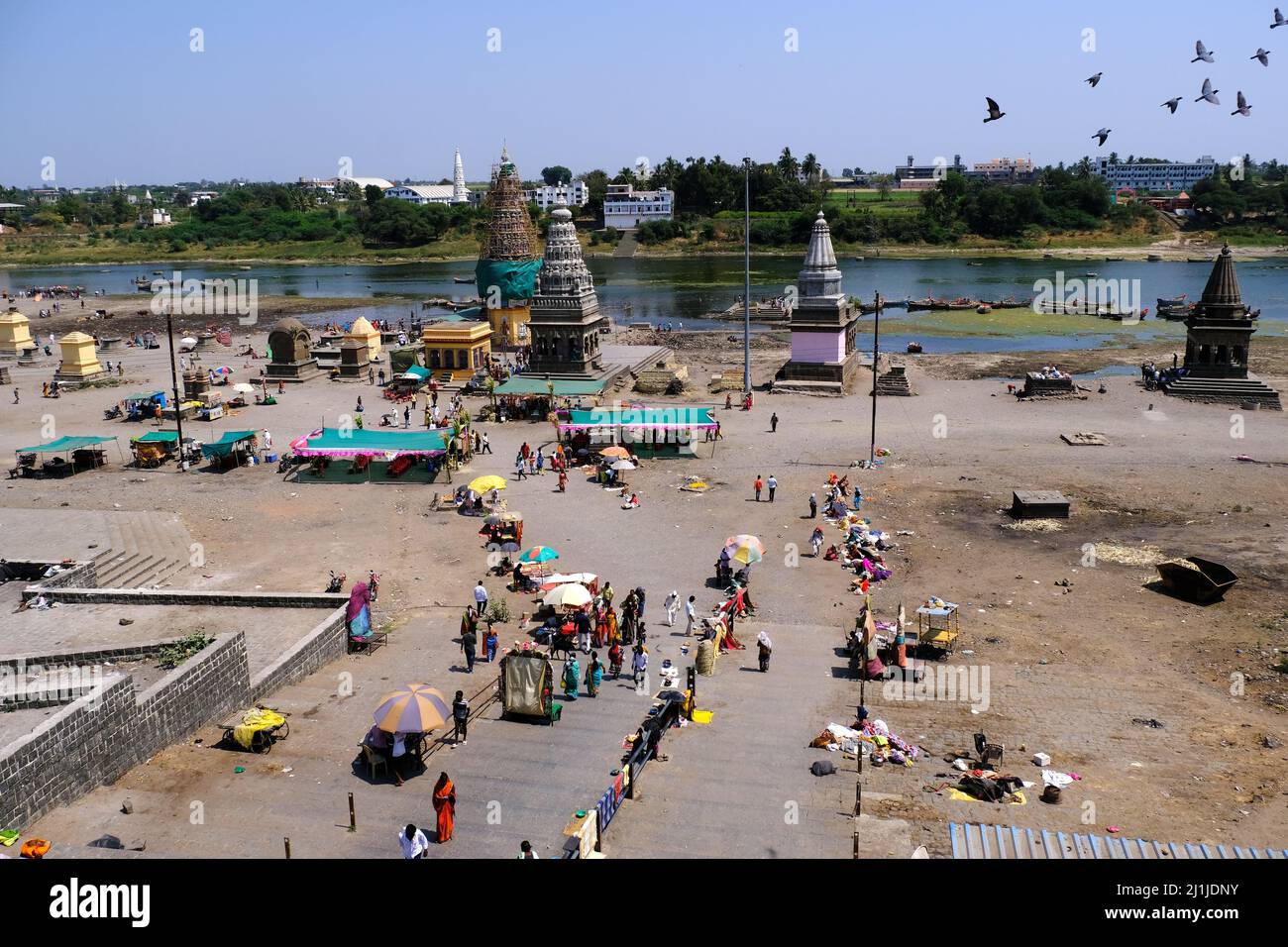 Pandharpur, India, 26 February 2022, Pundalik temple on bank of river ...