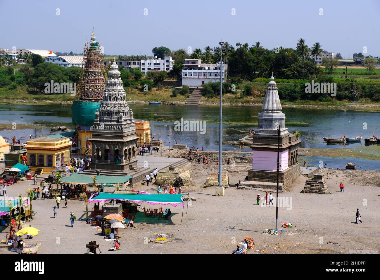 Pandharpur, India, 26 February 2022, Pundalik temple on bank of river ...